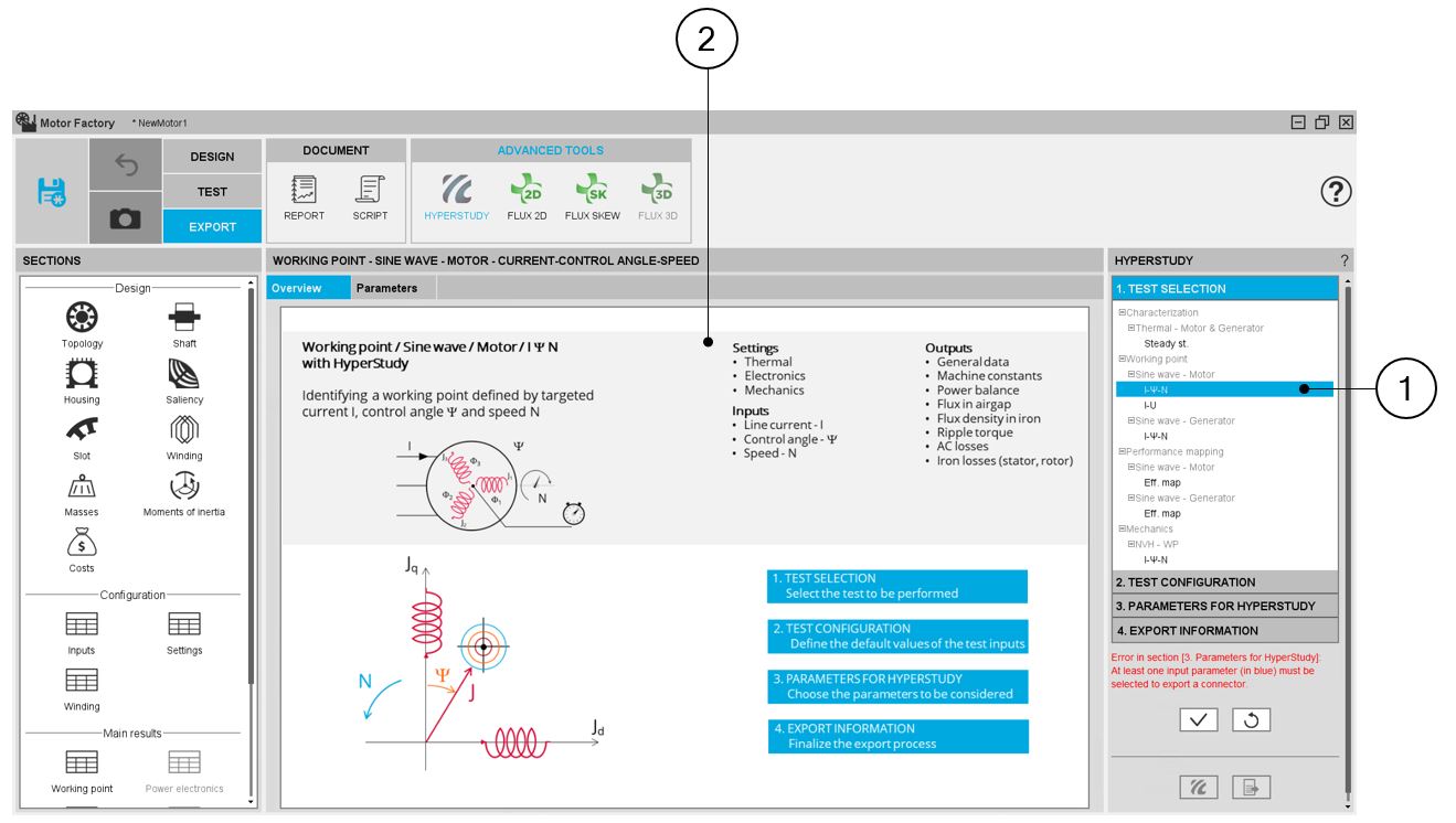 Inputs for exporting to HyperStudy®